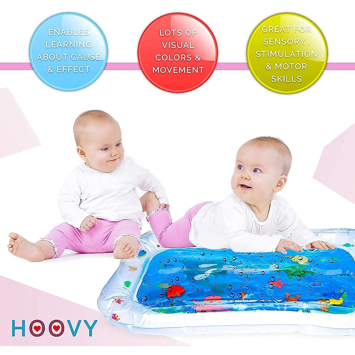 Hoovy Tummy Time Water Mat Baby Water Play Mat, Fill ‘N Fun Water Play Mat for Children and Infants, Fun Colorful, Play Mat Baby