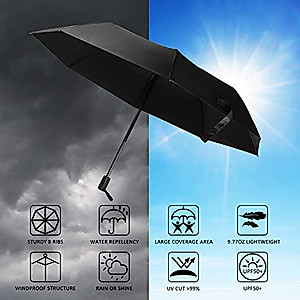 Chioee Lightweight Folding Umbrellas,Compact Manual Open/Close Super Water Repellent Travel Umbrella, UPF50+, Strong 8 Ribs Aluminum Alloy & Fiber Windproof Frame