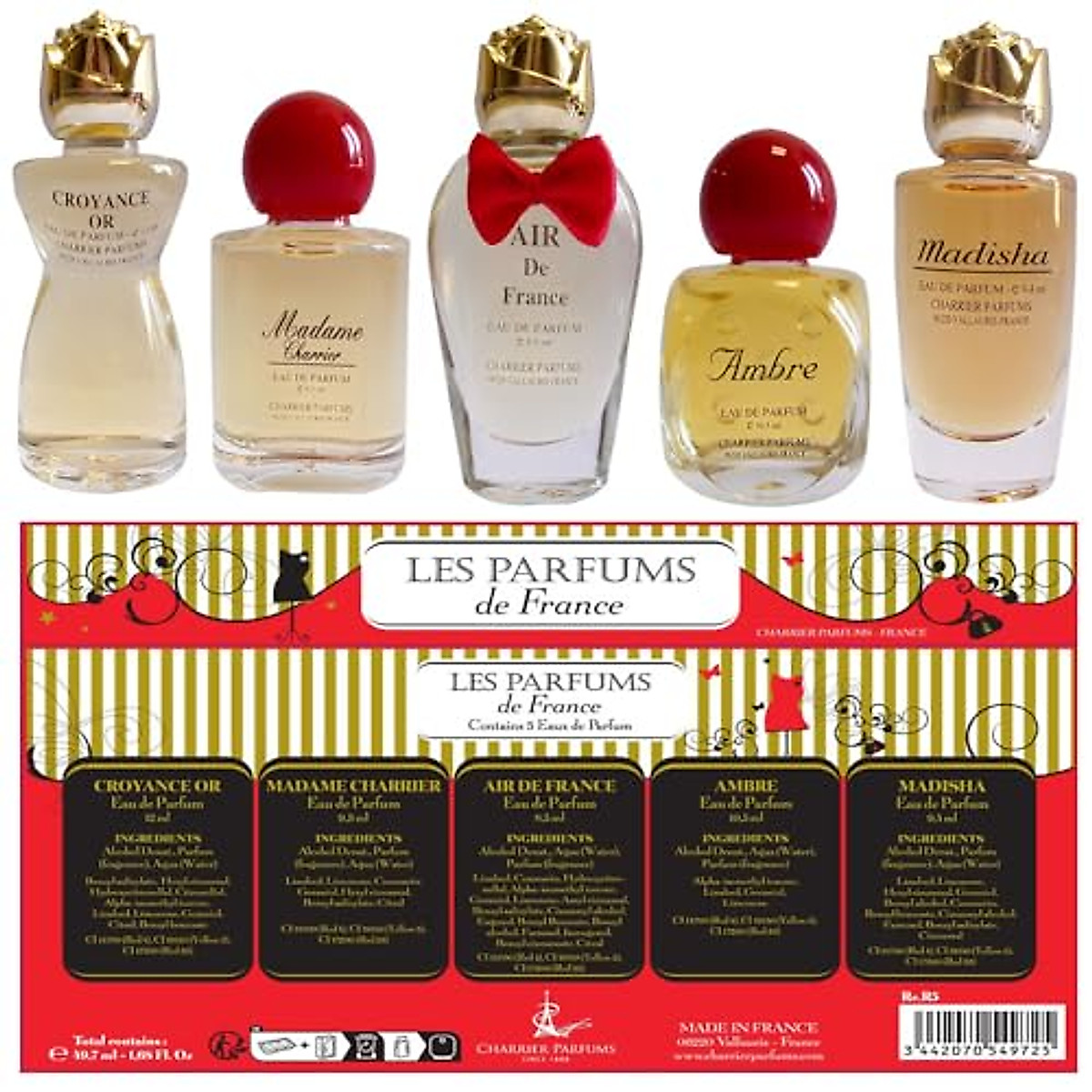 Charrier Parfums - 5 Eaux de Parfum Gift Set - 'Collection Luxe' - 49.7 ml - Made in Provence, France