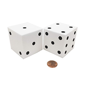 White Opaque Foam Die with Black Dots D6 50mm (2in) Pack of 1 Die Koplow Games