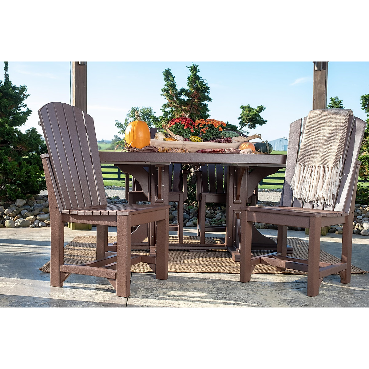 LuxCraft Poly Adirondack Dining Side Chair, Dining Height (Cedar & Black)