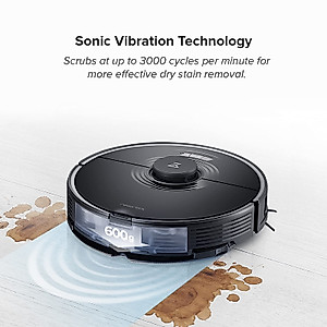 roborock S7+ Robot Vacuum and Sonic Mop with Self-Empty Dock, Stores up to 60-Days of Dust, Auto Lifting Mop, Ultrasonic Carpet Detection, 2500Pa Suction, Black