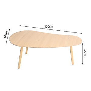GIFZES Small Coffee Table, Mid Century Modern Tea Table for Living Room Center Minimalist Display Coffee Table, Cloud Shape Oval Wood Table, White Coffee Tables for Small Space 40"Lx20"Wx16"H (Mango)