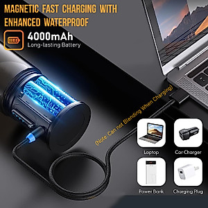 THERAFLY Portable Blender, Personal Travel Sized 16oz for Fruit Smoothies, 6 Sharp Blades, Mini USB Rechargeable, Waterproof, Powerful Electric Juicer with Carrying Handle for Traveling & Gym (Black)