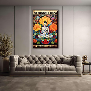 FLFGIDD Canvas Prints Abstract Wall Art My Religion Is Simple Canvas Art Poster and Wall Art Picture Print Modern Family bedroom Decor Posters 12x18inch-Wood Framed