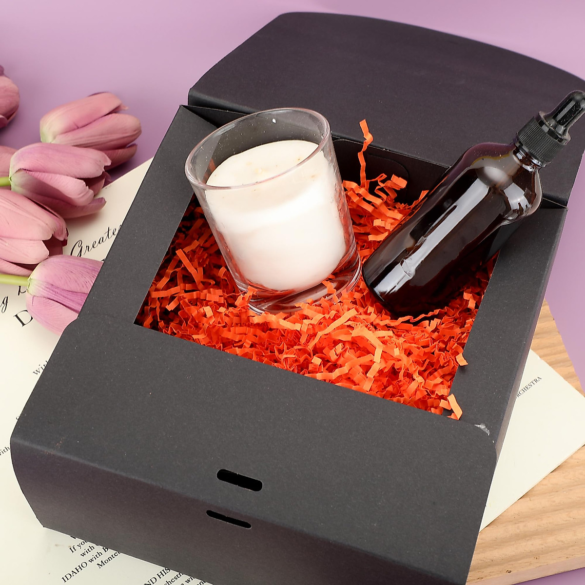 AIRGAME Crinkle Cut Paper Shred Filler (1/2 LB) for Gift Wrapping and Basket Filling - Orange Shredded Paper for Gift Box, Box Confetti Shredded, Box Stuffing