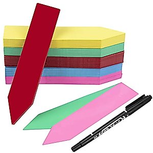 100 Pcs 4 inch Plastic Plant Labels for Seedling Waterproof Plant Markers Tags, Garden Labels Pot with Marker Pen (Colourful)