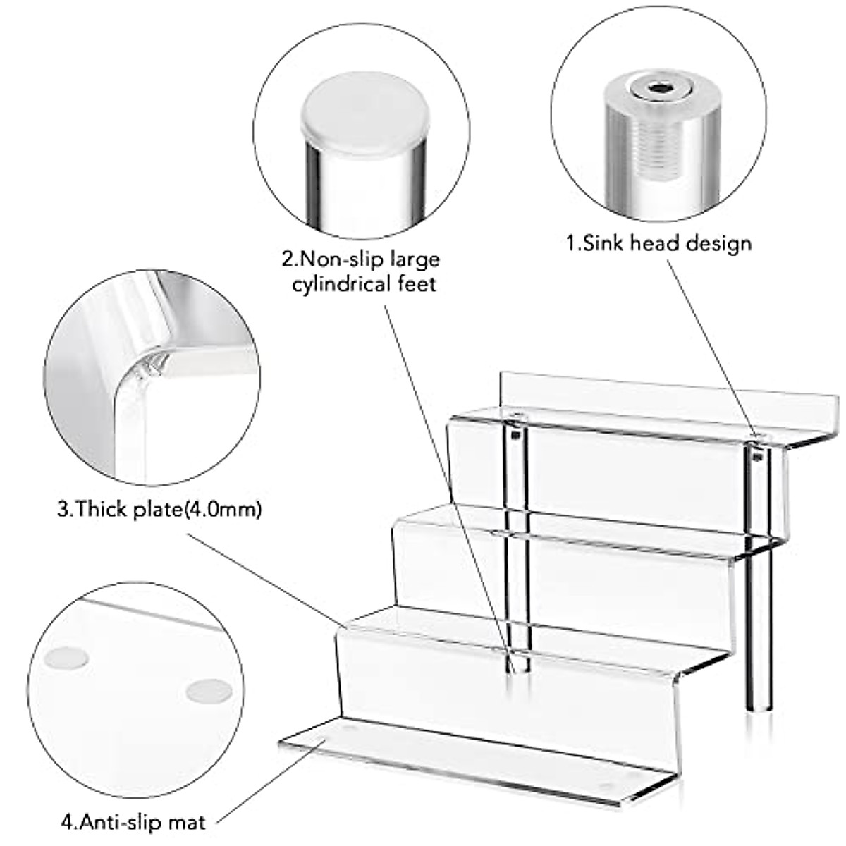 YIDITTHOPE 9 Inch Acrylic Shelf, 4 Tier Perfume and Cologne Organizer, Funko POP Shelves Tiered Riser Display Stand, Acrylic Display for Decoration