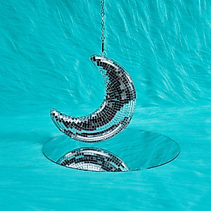 Valentines-Day Gift Disco Ball Moon-Shaped - Disco Balls Decor for Party,Room,Home,Bar,Hanging Disco Decor Retro-Reflective Disco Ball Lights Funky Home Decor(8 inch)