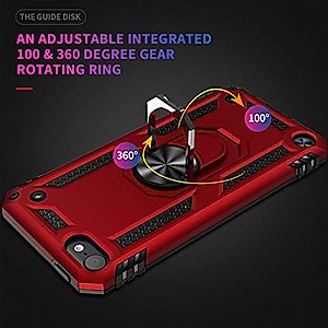 ULAK Compatible with iPod Touch 7 Case/iPod Touch 6 Case with 2 HD Screen Protectors, Hybrid Rugged Shockproof Cover with Built-in Kickstand for iPod Touch 7th/6th/5th Generation (Red)