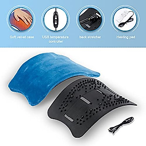 Back Stretcher with Detachable Heating Pad, Multi-Level Adjustable Timing Heat Therapy Back Cracker for Upper & Lower Back Pain Relief for Herniated Disc, Sciatica, Scoliosis