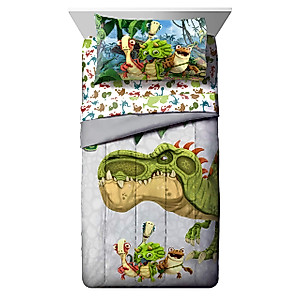 Jay Franco Gigantosaurus 4 Piece Toddler Bed Set – Bed Set Includes Toddler Size Comforter & Sheet Set - Bedding Features Dinosaur Rocky, Bill, Tiny, & Mazu (Official Gigantosaurus Product)