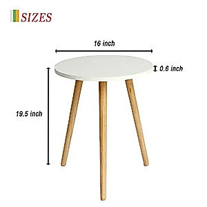 AWASEN Round Side/ End Table, Accent Nightstand Modern for Living Room Bedroom Office Small Spaces, 16''D x 19.5''H (White)