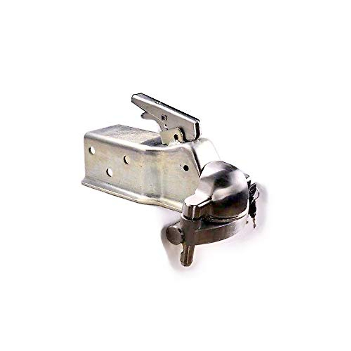 Stainless steel trailer coupler hitch alarmed lock loud alarms 120dB alarm travel camp ground camping horse shows boat marina dump trailers storage RV park locking hitches curt demco atwood stop theft