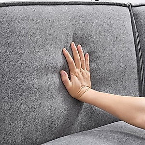 Brabrety 97 * 74" Modern Minimalist Style Sectional Sofa,L-Shaped Couch Set with 2 Free Pillows,5-seat Chenille Fabric Couch with Chaise Lounge for Living Room, Apartment, Office. (Grey#Chenille)