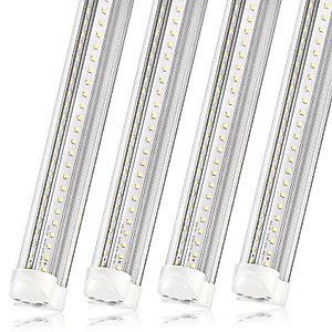 Nimgoti LED Shop Light 4FT, T8 Integrated LED Tube Light Fixture, 40W 5200LM 5000K, V Shape, Daylight White, Hight Output Linkable Shop Lights for Garage Warehouse Workshop, Clear Cover (4-Pack)