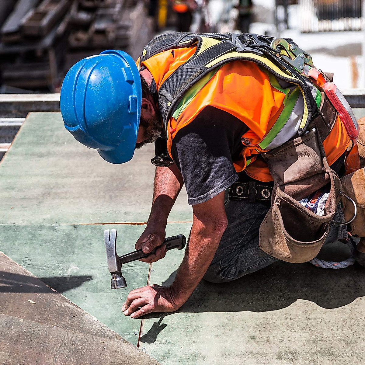 6 pc. Snap-On Hard Hat Sweatband, Cotton Made Hard Hat Liner, Reusable Hardhat sweatbands (Blue) 6 Pieces