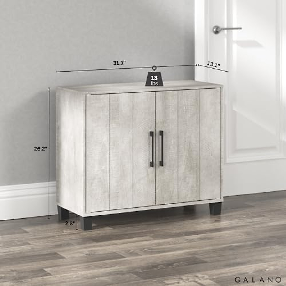 Galano Lucca 12 Pair Shoe Storage with Adjustable Shelf, Wood Freestanding Organizer for Entryway, Small Narrow Shoe Rack Cabinet, Easy Assembly, 13.1" D x 31.1" W x 26.2" H, Dusty Grey Oak