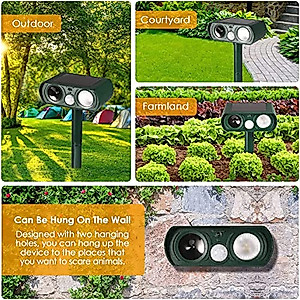 Solar Ultrasonic Animal Repeller, Outdoor Animal Repeller with Motion Sensor, Outdoor Squirrel Snake Raccoon Deer Mouse Repellent for Farm & Yard & Garden & Lawn (14.7inch-510)