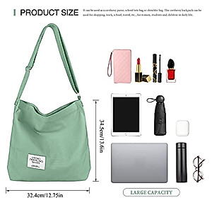 Tote Bag for Women Canvas Cute Tote Bag Aesthetic Hobo Bags for Women for Work Travel Easy to Fold (Bean Green)