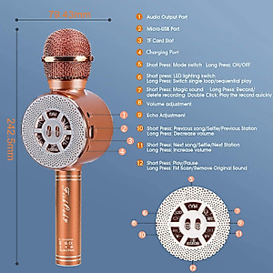 FISHOAKY Karaoke Microphone, Kids Karaoke Machine Portable Mic Player Speaker with LED for Christmas Birthday Home Party KTV Outdoor