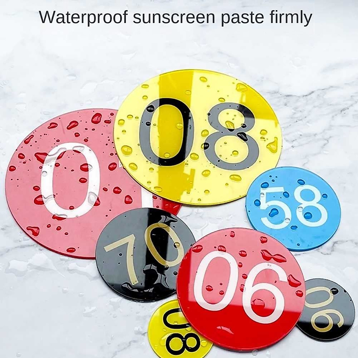 Number Sign, Table Number Sign, Closet Identification, Seat Identification Sign, Acrylic, Round, Waterproof and Sun-Proof (10x10cm,Yellow 01-100(100 pcs))
