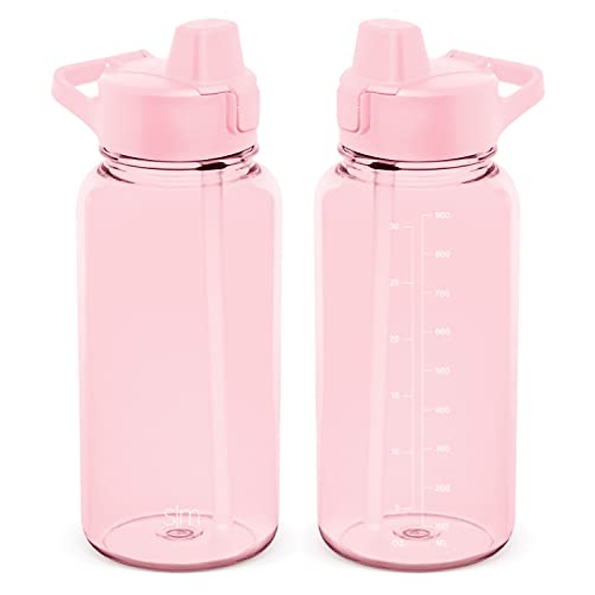 Simple Modern 32oz Water Bottle with Silicone Straw Lid & Motivational Measurement Markers | Reusable BPA-Free Tritan Plastic Lightweight Sports Bottles for Gym | Summit Collection | Blush