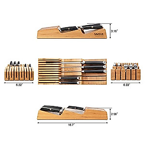 Saveur Selects 1026306 German Steel Forged 6-Piece Knife Set with Bamboo in Drawer Storage Knife Block