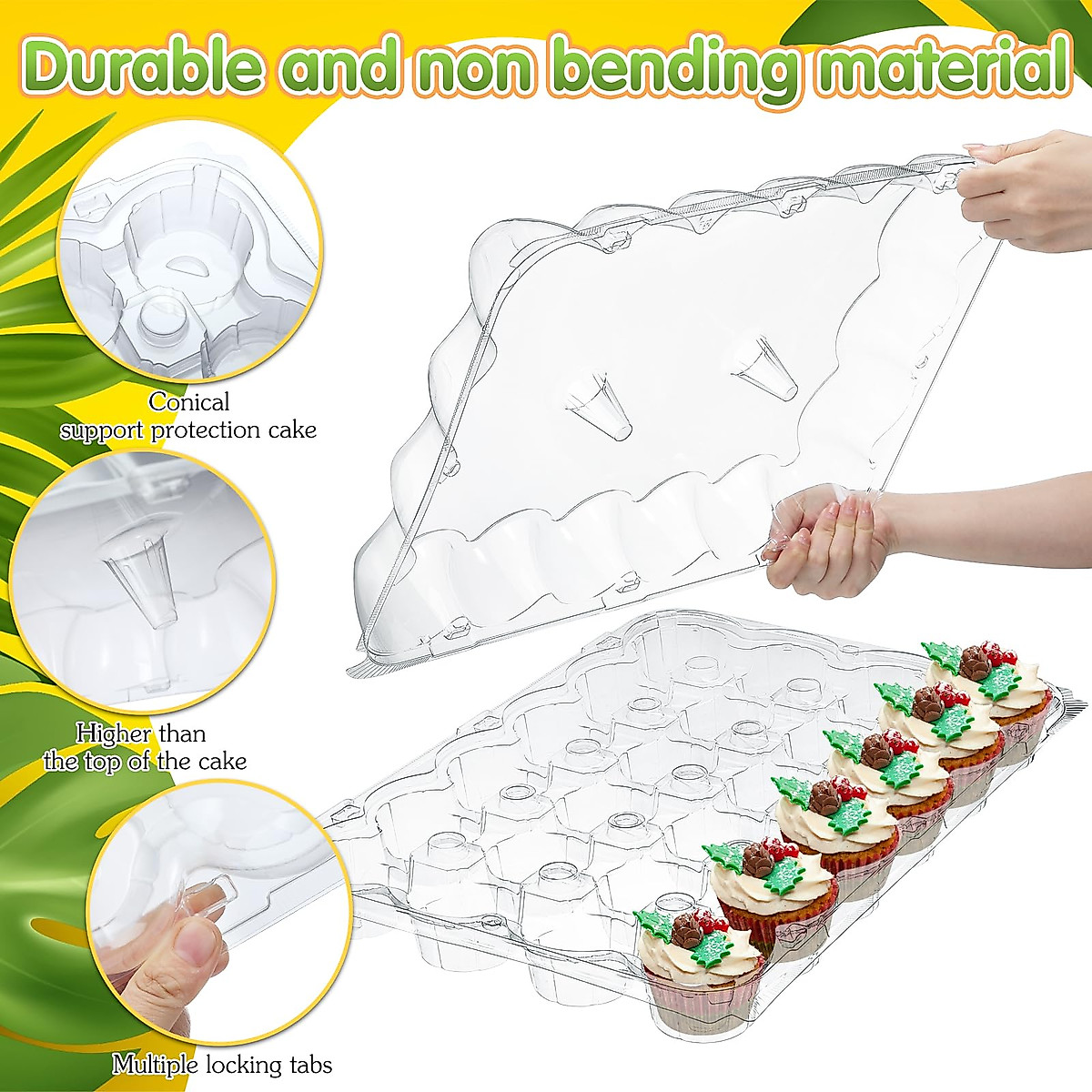 Roshtia 24 Count x 30 Sets Stackable Cupcake Containers with 900 Pcs Cupcake Liners Cupcake Carrier Holders Clear Mini Cupcake Holder Disposable Plastic Cupcake Boxes with Detachable Lid