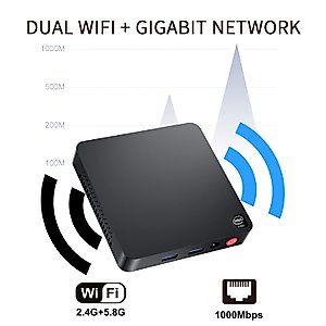 Beelink T4 Pro Mini PC, Intel N3350(Up to 2.4GHz), 4G LPDDR3 64G eMMC Mini Computer, Mini Desktop Computer Support Dual HDMI 4K Display Output/WiFi5/BT4/Gigabit Ethernet for HTPC/Office