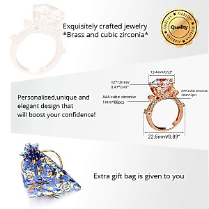 Uloveido Rose Gold Plated Round CZ Simulated Diamond Solitaire Wedding Bridal Engagement Rings for Women (Size 8) Y127