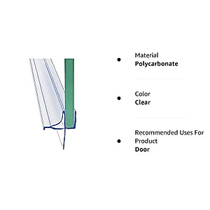 Frameless Shower Door Bottom Seal Shower Sweep with Drip Rail for 1/4" Glass,36" Long, Vinyl, Clear
