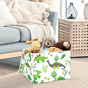 innewgogo Dinosaurs Storage Bins with Lids for Organizing Foldable Storage Bins with Handles Oxford Cloth Storage Cube Box for Car