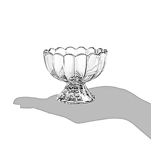 KMWARES 6PCs Set 5.6oz Small Cute Footed Tulip Glass Dessert Bowls/Cups - Perfect for Dessert, Sundae, Ice Cream, Fruit, Salad, Snack, Cocktail, Condiment, Trifle and Christmas Holiday Party (Clear)