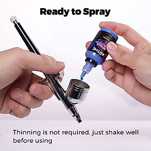 ARTME Airbrush Paint, 12 Metallic Colors Airbrush Paint Set Opaque & Water Based Acrylic Metallic Airbrush Paint, Ready to Spray, Leather & Shoe Airbrush Paint Kit for Artists, Beginners, and Students