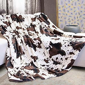 Cute Cow Print Blanket Soft Fleece Flannel Cozy Warm Plush Lightweight Throw Blanket All-Season for Couch Sofa Bed for Adults Kids Boys Teens Gift 50"x60"