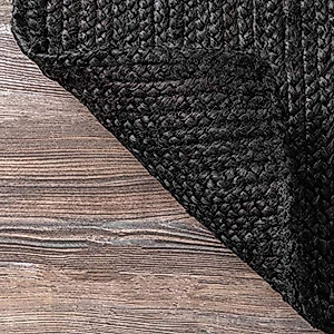 THE PIKKU INTERNATIONAL - Handmade Jute Rug Black Dye Rectangle Hand Woven Farmhouse Jute Area Rug (8 x 11 ft)