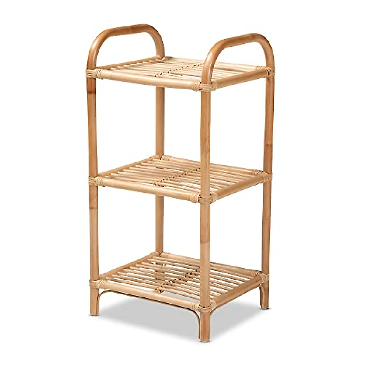 Bali & pari Barras Modern Bohemian Natural Rattan 3-Tier Display Shelf