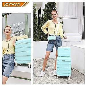 Joyway Luggage Carry-On Suitcases 20" Lightweight Polypropylene Carrying Case with TSA Lock,Rigid Luggage with Swivel Wheels,14" Cosmetic Bag & 7" Small Bag