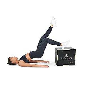ProsourceFit 3-in-1 Wood Power Grip Non-Slip Plyometric Jump Box for Cross Training, Agility and Plyo Training, Black, 16L x 12W x 14H