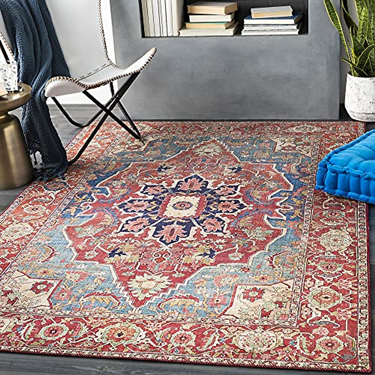 Artistic Weavers Lyyti Area Rug 7'6" x 9'6", 7 ft 6 in x 9 ft 6 in, Bright Red/Blue