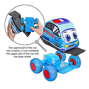 ArtCreativity Pullback Plush Car Set, Set of 4, Soft-Sided Stuffed Cars with Pullback Mechanism, Cute and Colorful for Babies and Toddlers, Best Birthday Gift for Little Boys and Girls