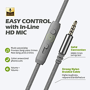 AILIHEN C8 Foldable Wired Headphones with Microphone and Volume Control for Cellphones Tablets Chromebook Smartphones Laptop Computer PC Mp3/4 (Grey/Green)