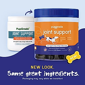 PupGrade Joint Support Supplement for Dogs - Natural Glucosamine Chondroitin & MSM Soft Chews for Hip and Joint Pain Relief - Recommended for Hip Dysplasia, Arthritis & Joint Disease - Made in USA
