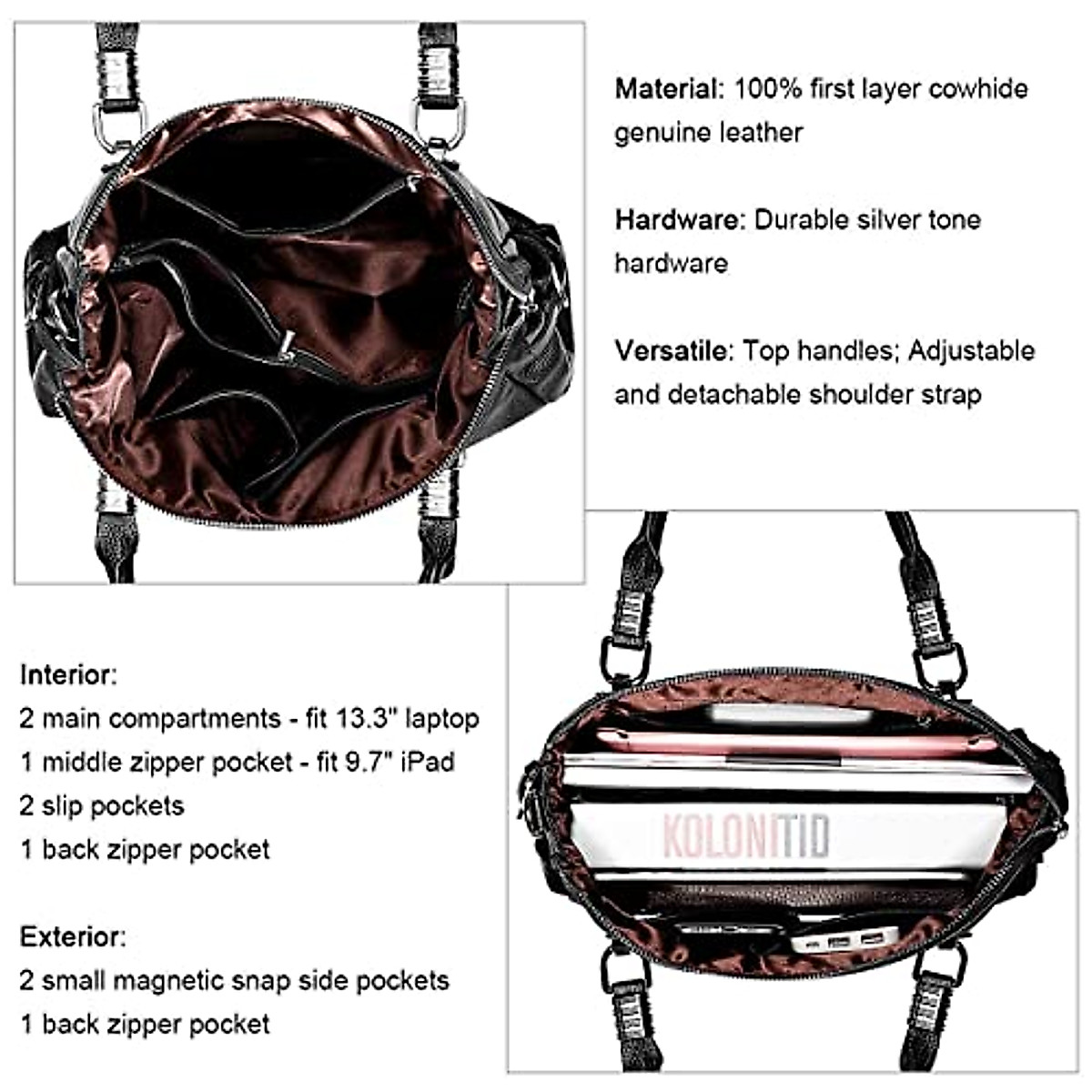 S-ZONE Women Genuine Leather Handbag Shoulder Purse Satchel Tote RFID Blocking PU Leather Crossbody Phone Bag Purse