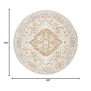 SAFAVIEH Heritage Collection Area Rug - 10' Round, Beige & Grey, Handmade Traditional Oriental Wool, Ideal for High Traffic Areas in Living Room, Bedroom (HG920B)