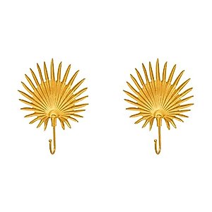 Veemoon Towel Hanger Towel Hooks Nordic 2 Pieces Metal Sun Wall Art Decoration Sunflower Wall Hook Hanger Metal Leaf Wall Hanging Decorations Gold Leaf Shaped Self Adhesive Wall Hook