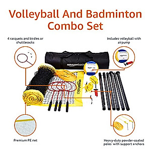 Amazon Basics Outdoor Volleyball and Badminton Combo Set