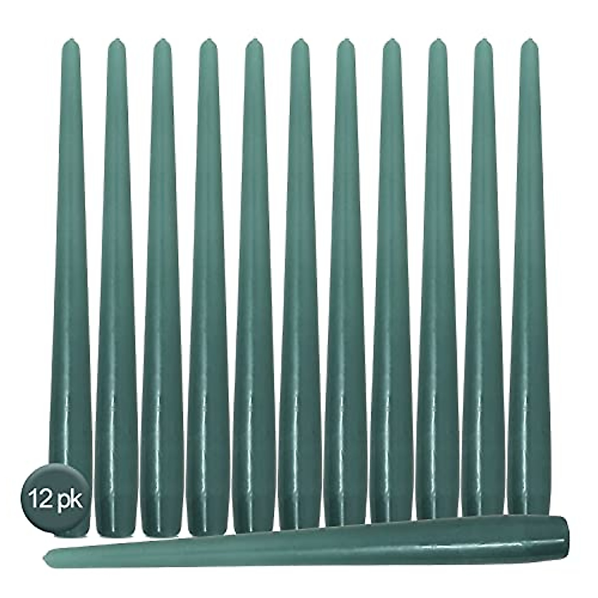 Hyoola Tall Taper Candles - 12 Inch Sage Green Unscented Dripless Taper Candles - 10 Hour Burn Time - 12 Pack