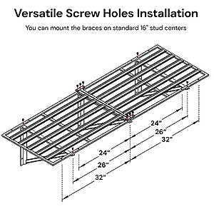 SunsGrove 2-Pack Garage Shelving 2x6ft Heavy Duty Wall Shelf Garage Storage System Shelves, 800 LBS Weight Capacity, Black